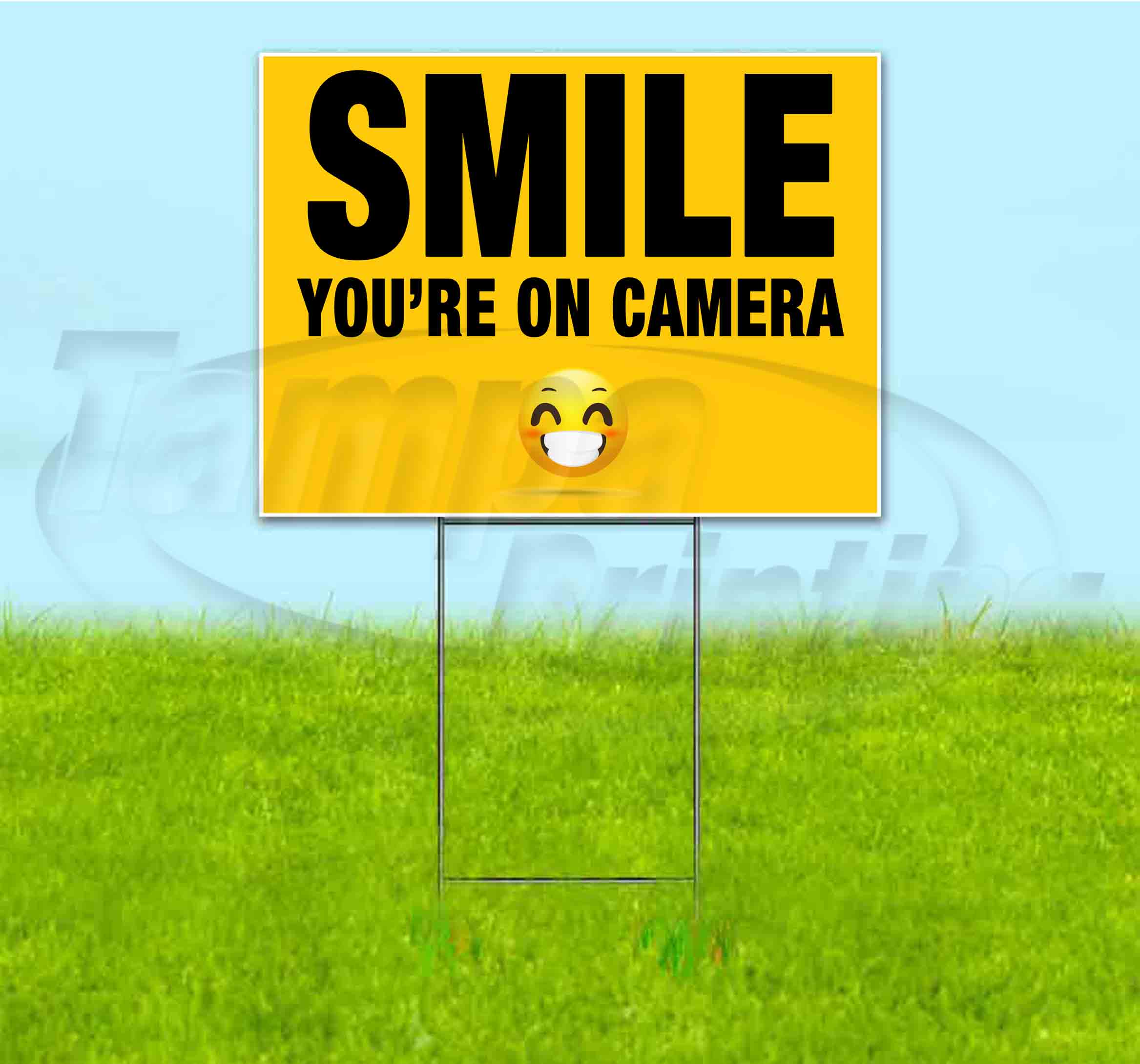 Smile Your On Camera (18" x 24") Yard Sign, Includes Metal Step Stake ...
