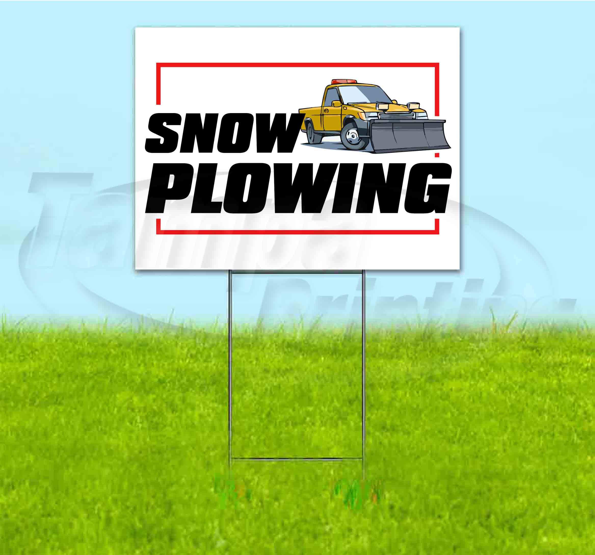 Snow Plowing (18" x 24") Yard Sign, Includes Metal Step Stake - Walmart.com
