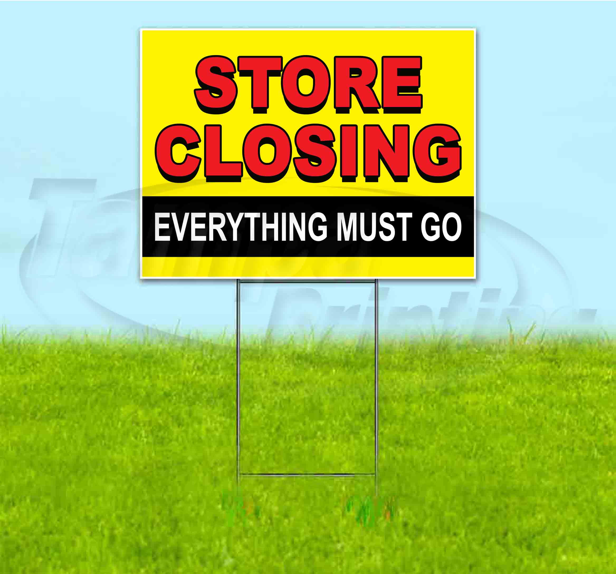 Store Closing Everything Must Go (18" x 24") Yard Sign, Includes Metal ...
