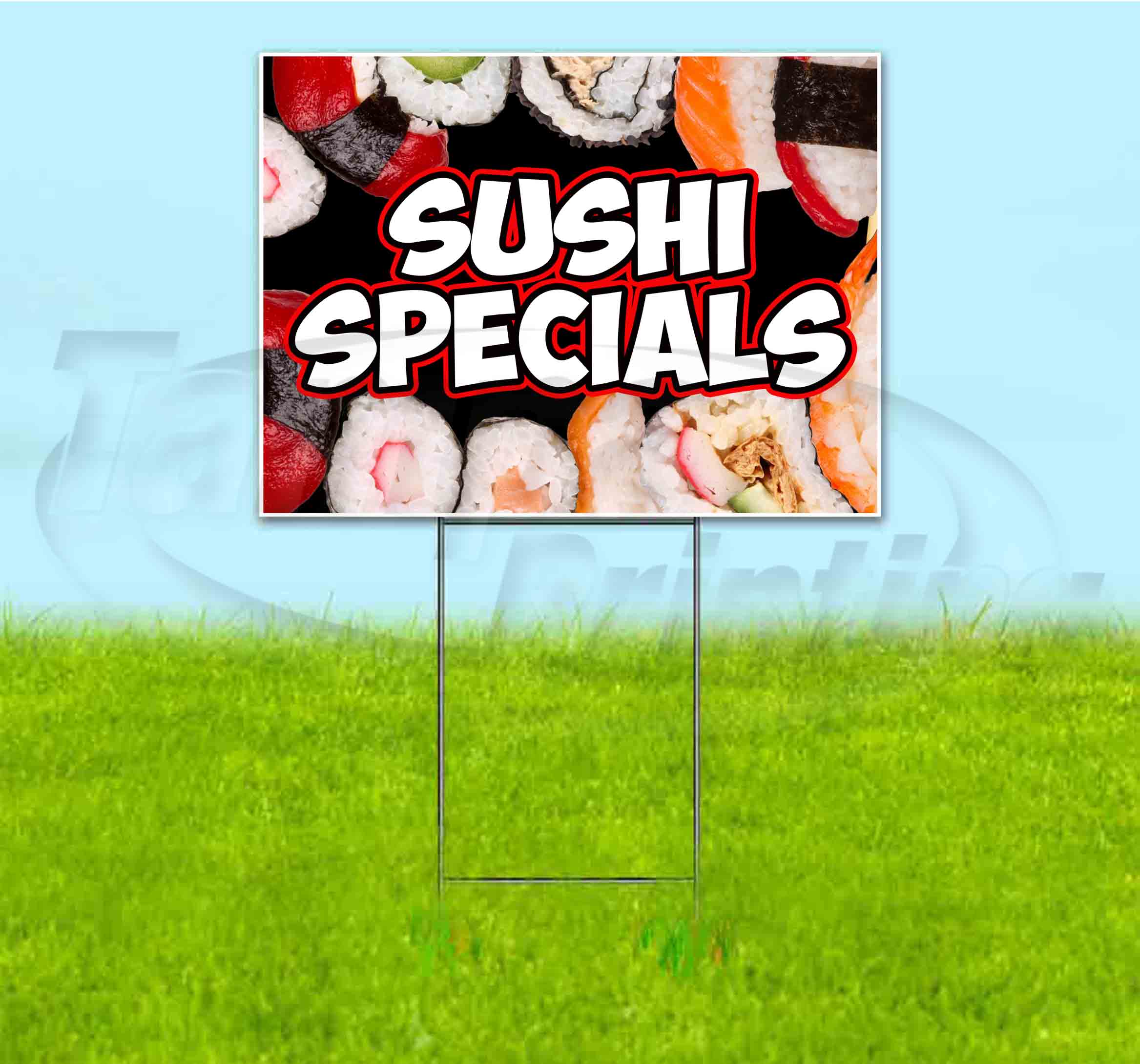 Sushi Specials (18" x 24") Yard Sign, Includes Metal Step Stake ...