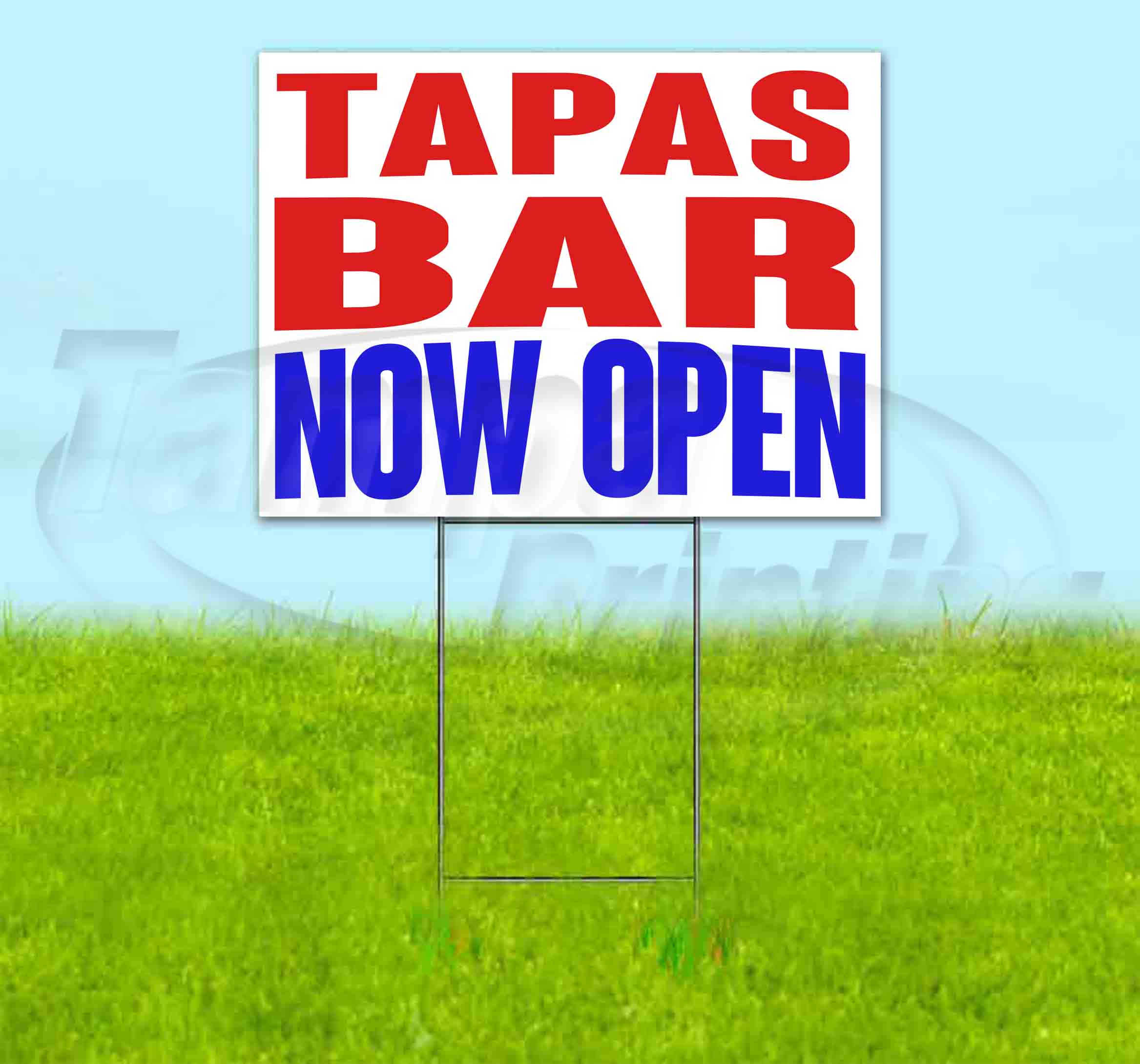 Tapas Bar Now Open (18" x 24") Yard Sign, Includes Metal Step Stake ...