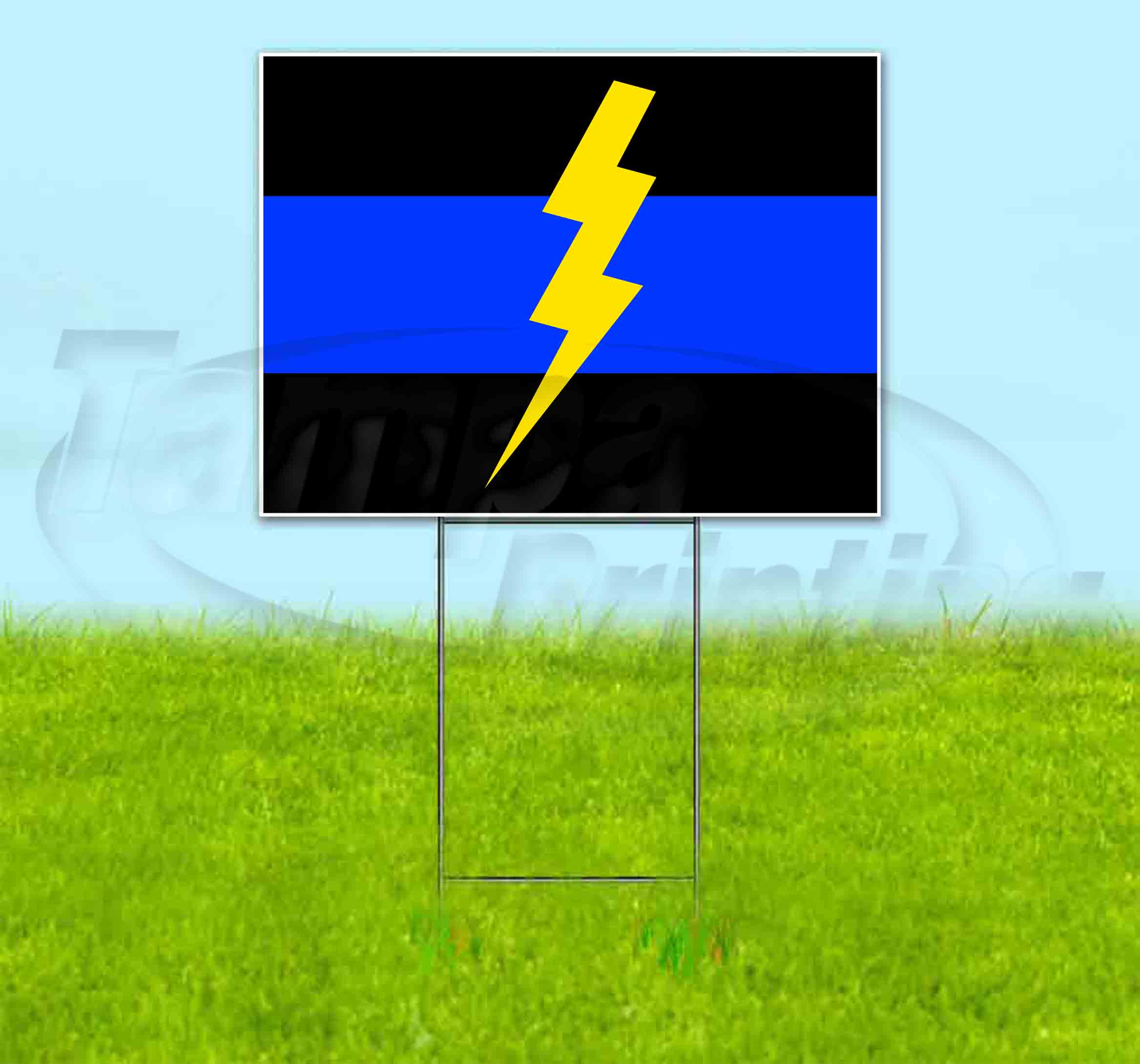Thin Blue Line Swat (18" x 24") Yard Sign, Includes Metal Step Stake ...