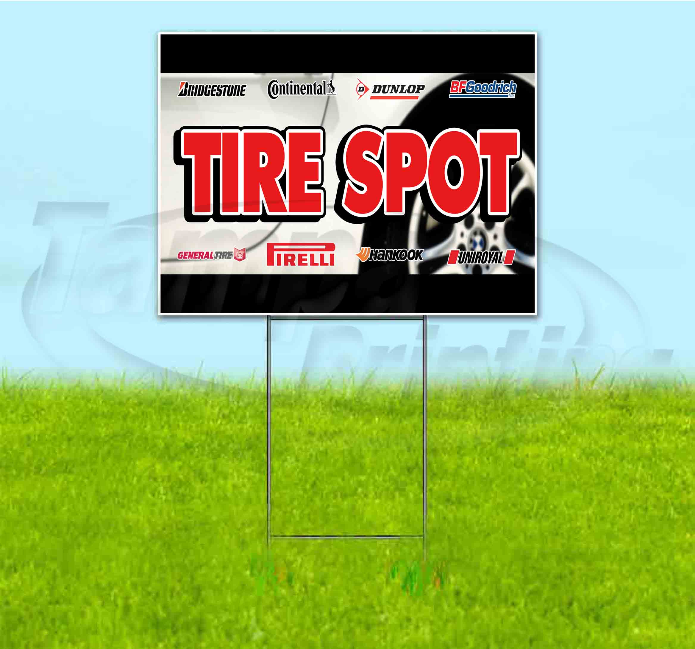 Tire Spot (18" x 24") Yard Sign, Includes Metal Step Stake - Walmart.com