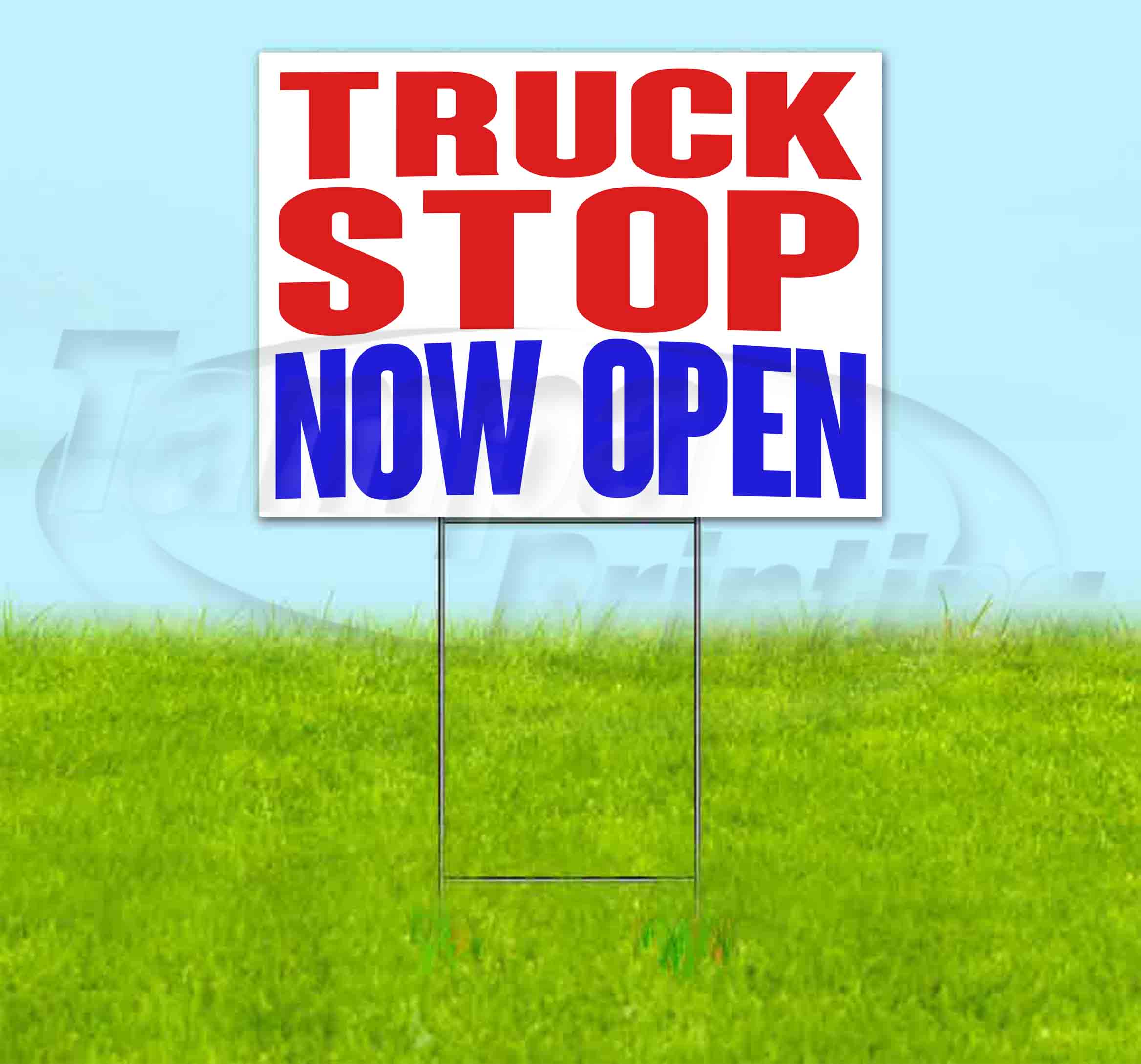 Truck Stop Now Open (18" x 24") Yard Sign, Includes Metal Step Stake ...