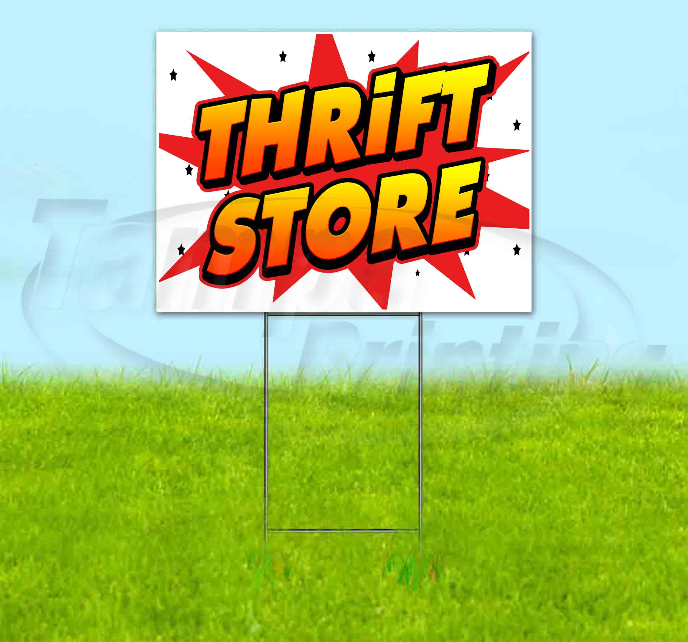 Thrift Store (18" x 24") Yard Sign, Includes Metal Step Stake - Walmart.com