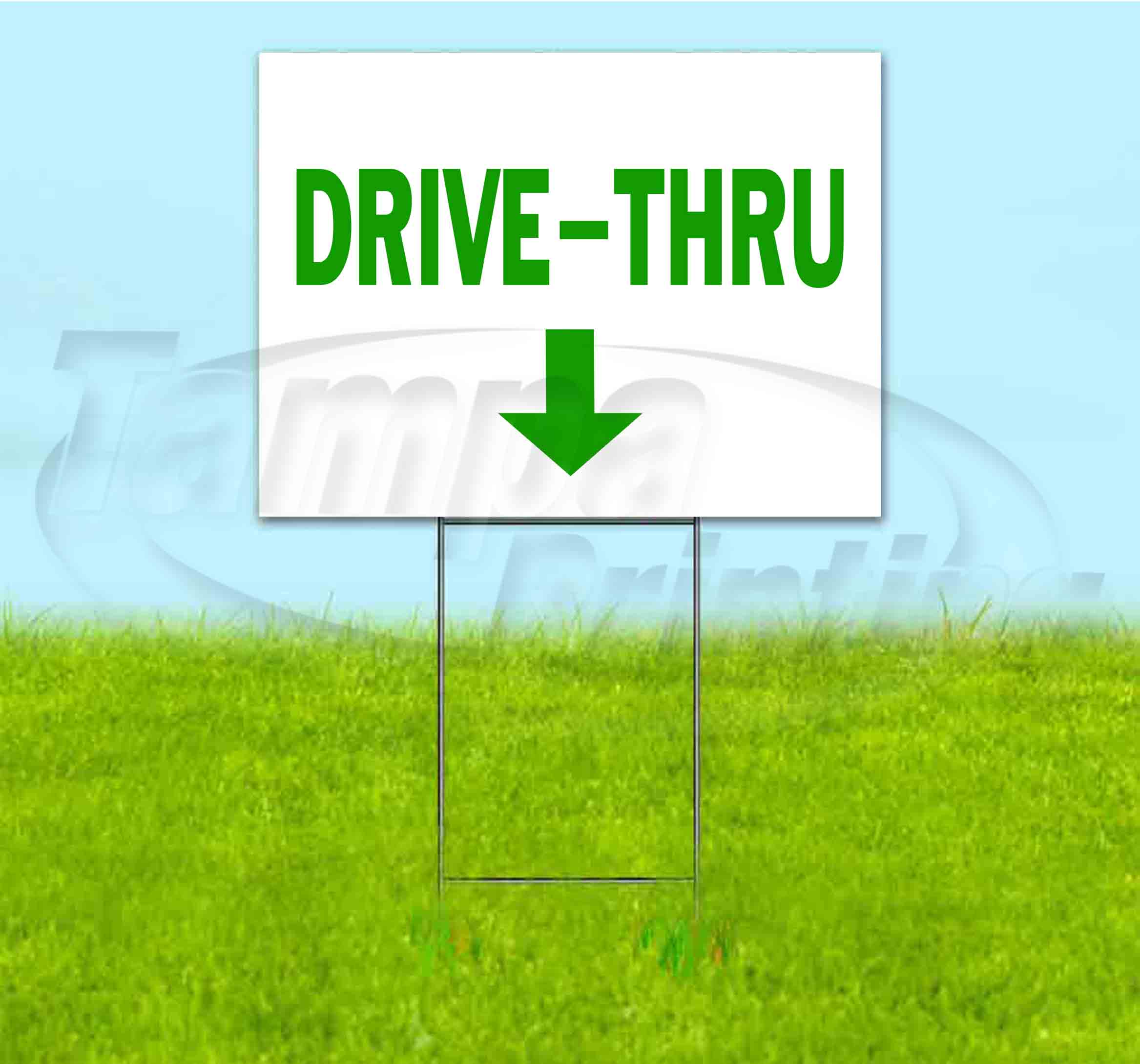Drive-Thru Down (18" x 24") Yard Sign, Includes Metal Step Stake ...