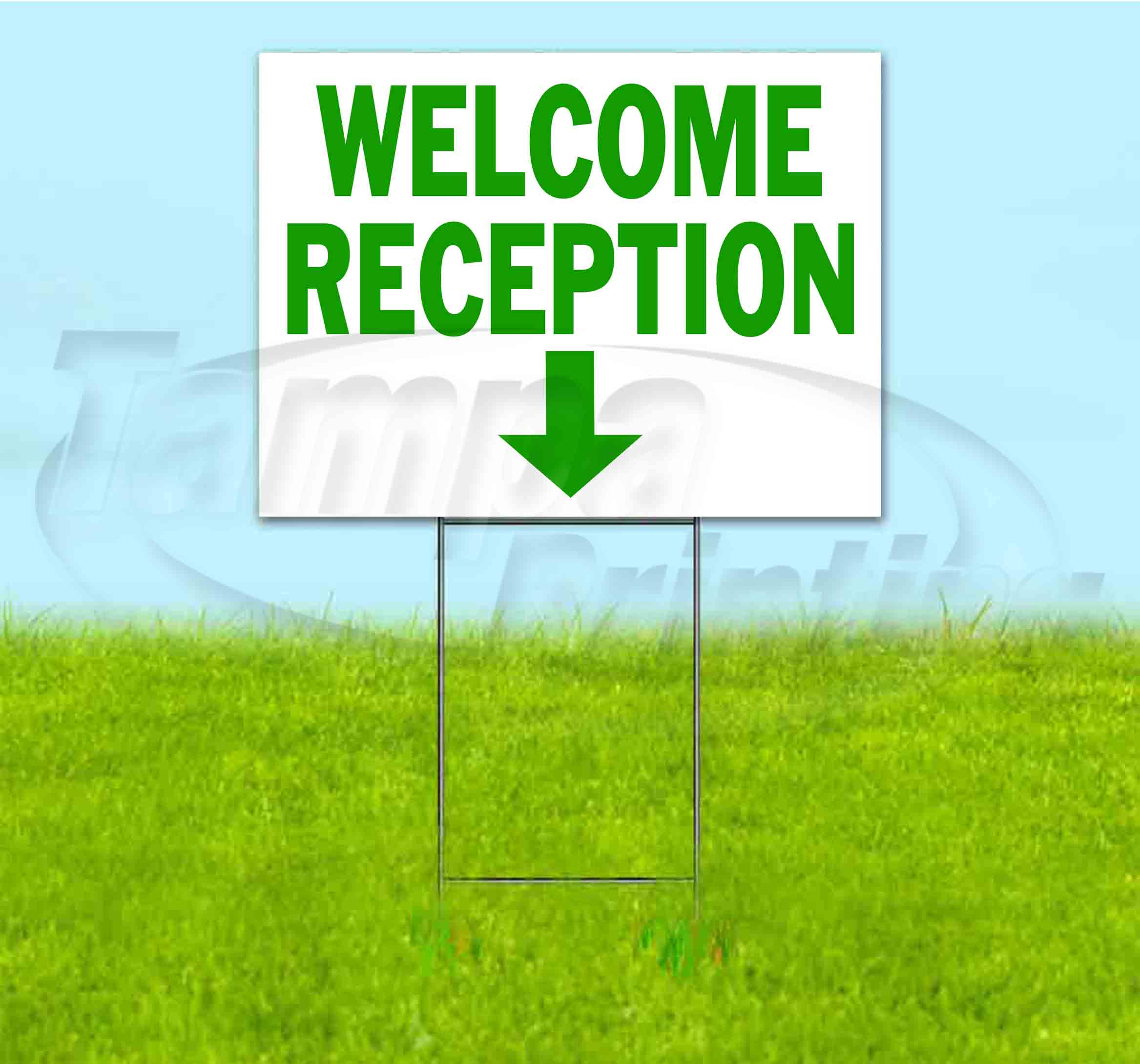 Welcome Reception Down (18" x 24") Yard Sign, Includes Metal Step Stake ...
