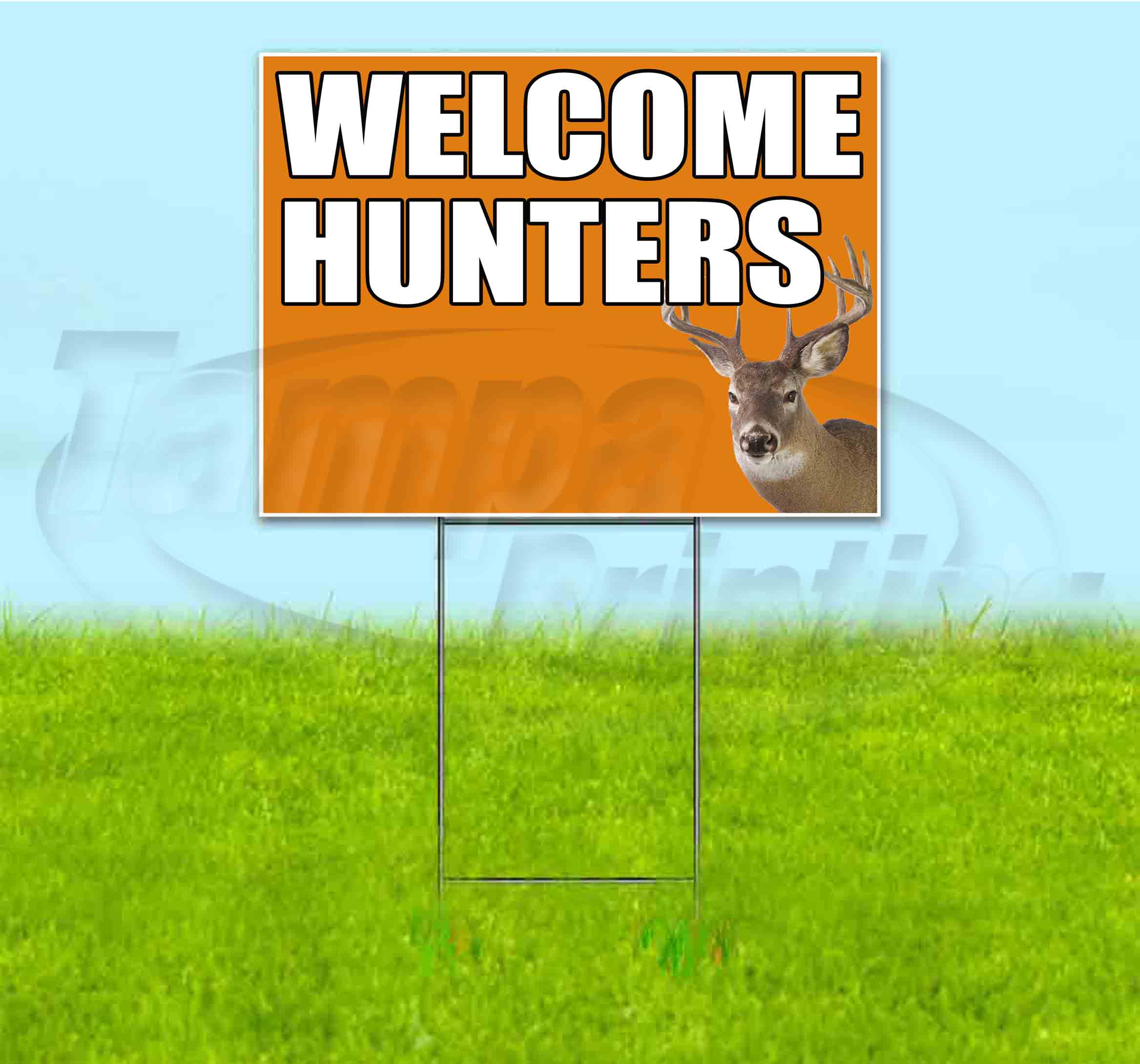 Welcome Hunters (18" x 24") Yard Sign, Includes Metal Step Stake ...