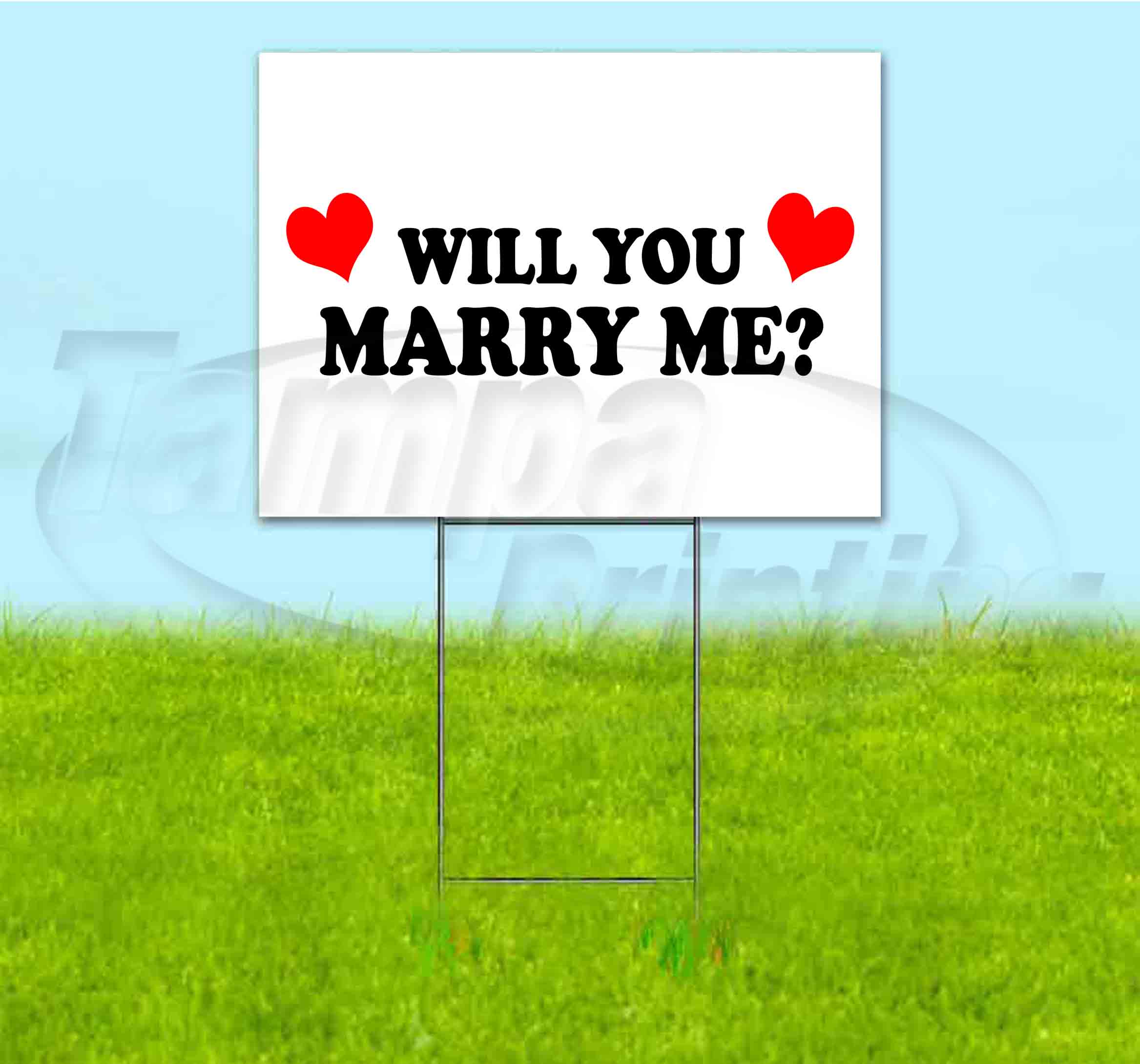 Will You Marry Me (18" x 24") Yard Sign, Includes Metal Step Stake ...