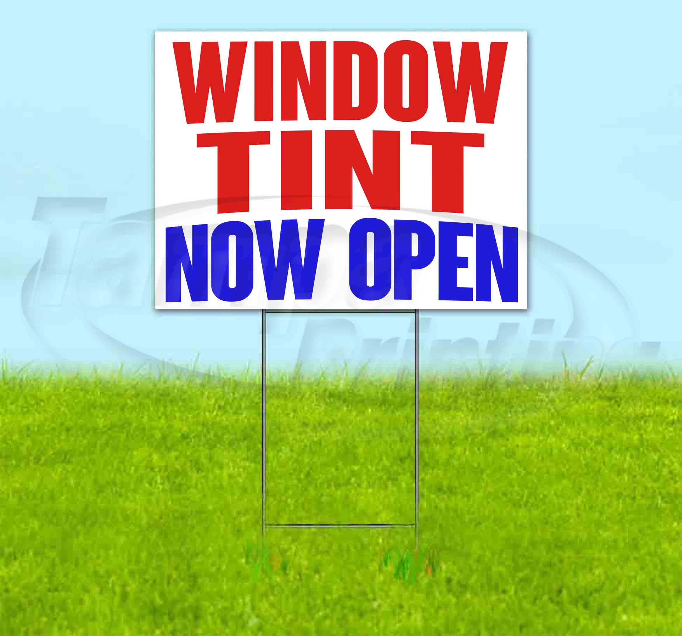 Window Tint Now Open (18" x 24") Yard Sign, Includes Metal Step Stake ...