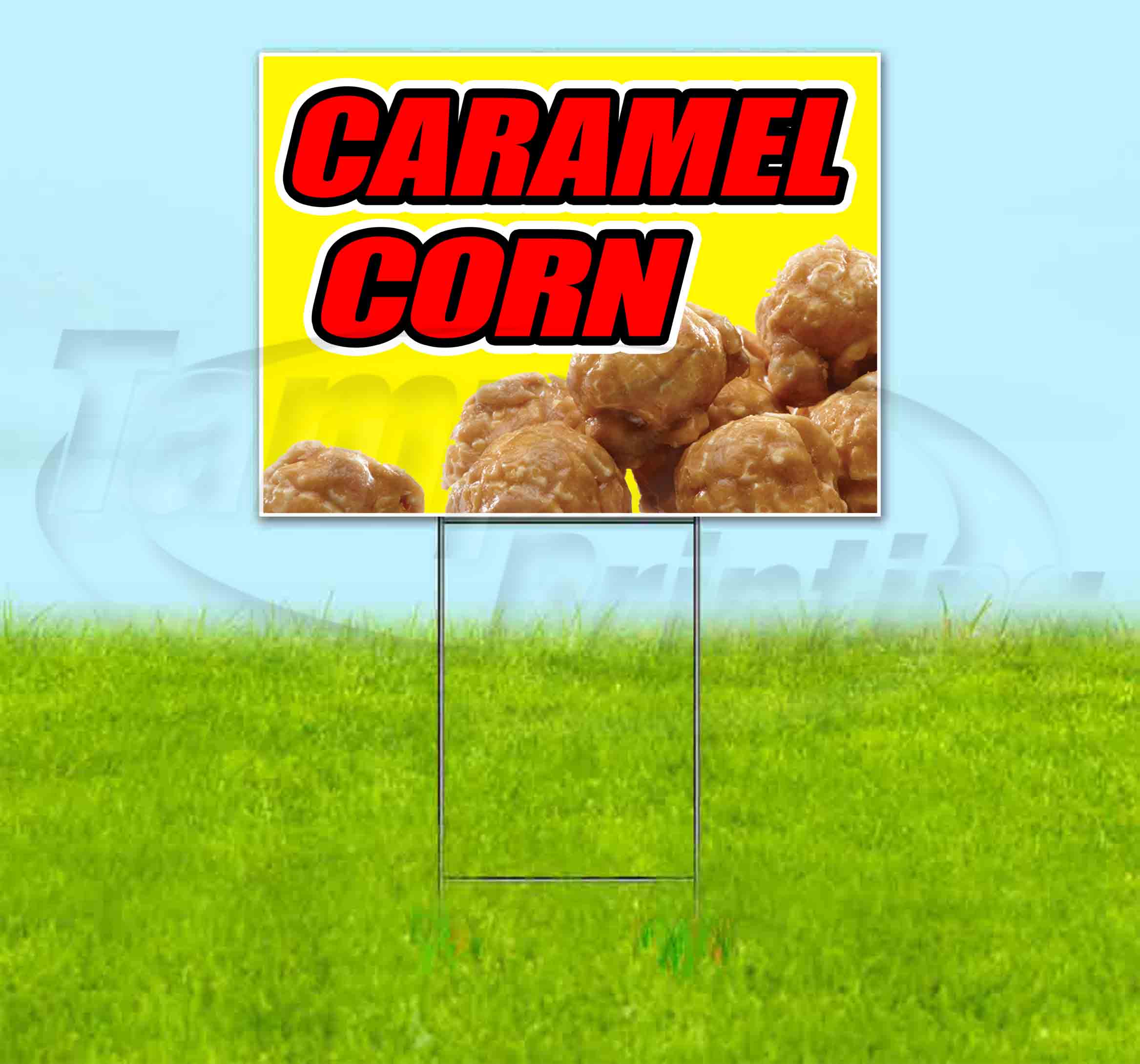Caramel Corn Yellow Background (18" x 24") Yard Sign, Includes Metal ...