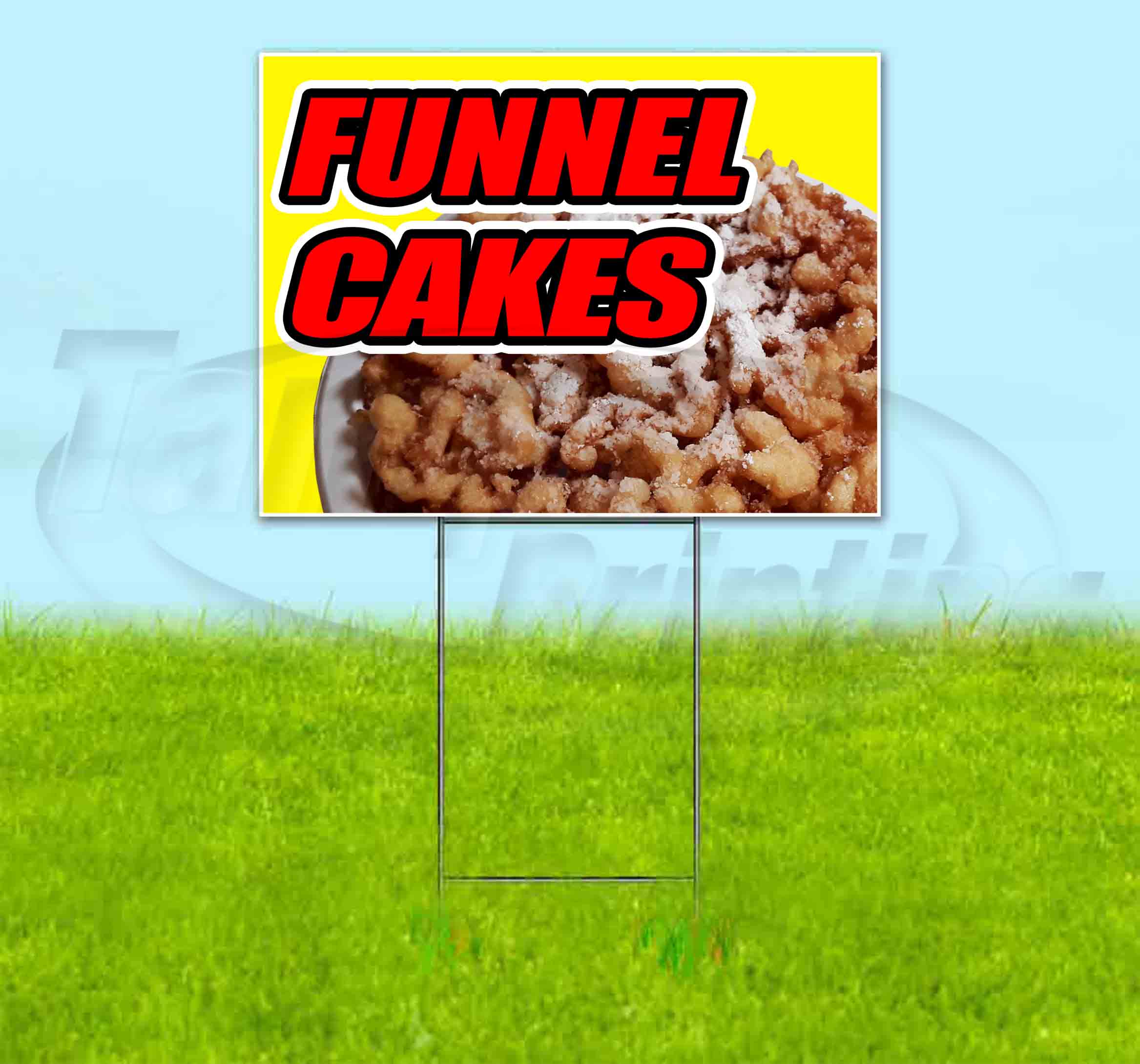 Funnel Cakes Yellow Background (18" x 24") Yard Sign, Includes Metal ...