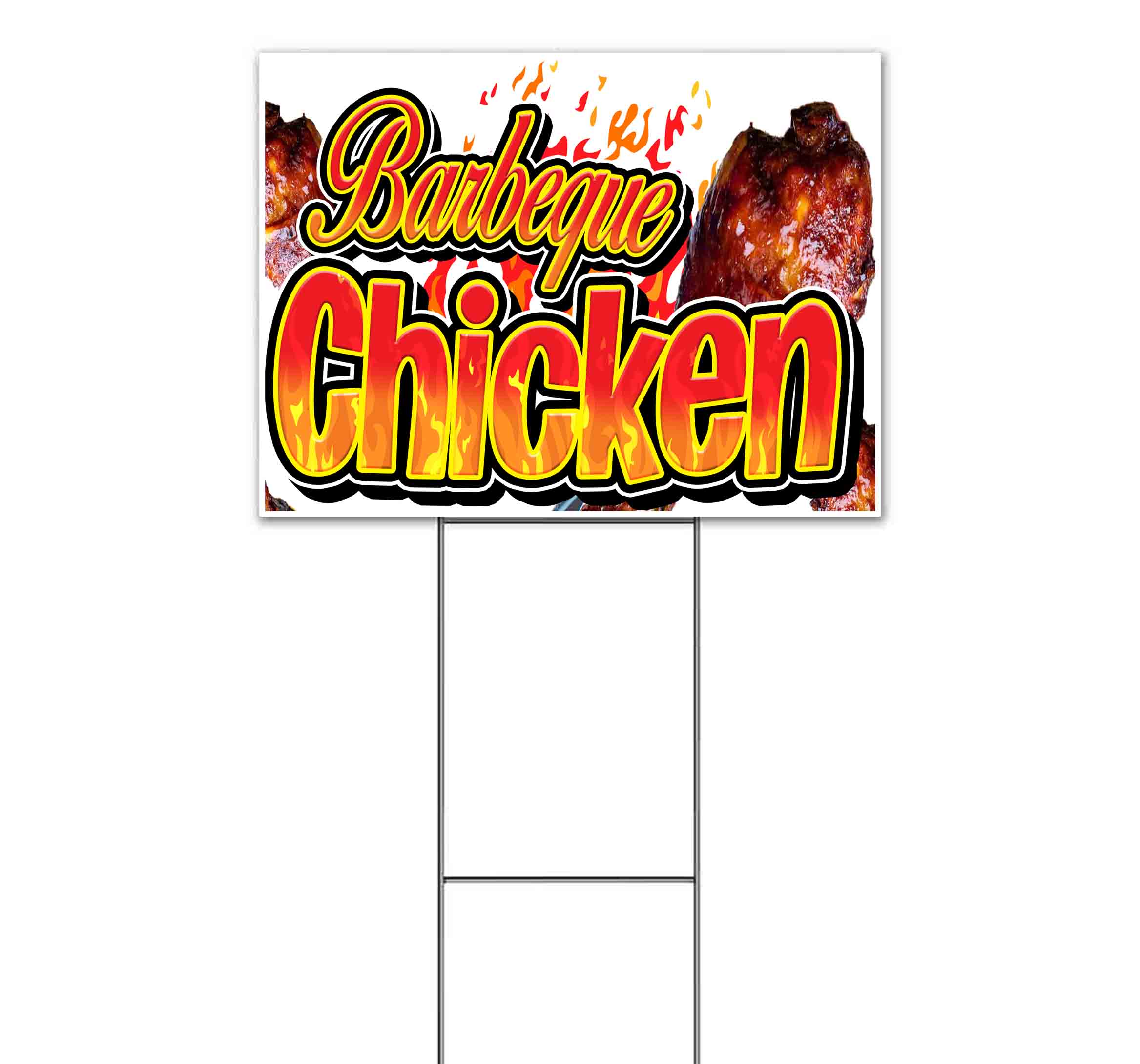 Barbeque Chicken (18" x 24") Yard Sign, Includes Metal Step Stake ...