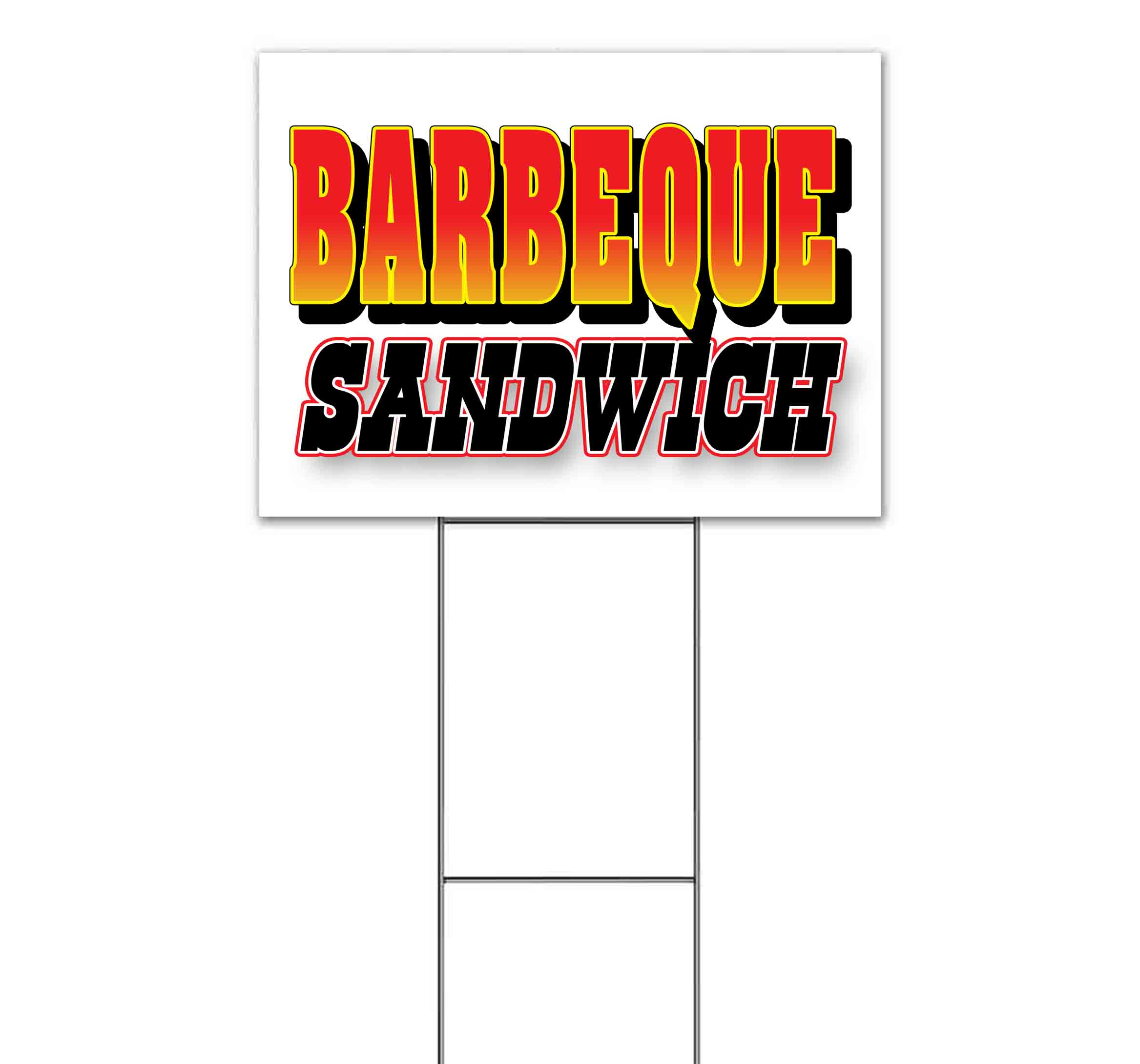 Barbeque Sandwich (18" x 24") Yard Sign, Includes Metal Step Stake ...
