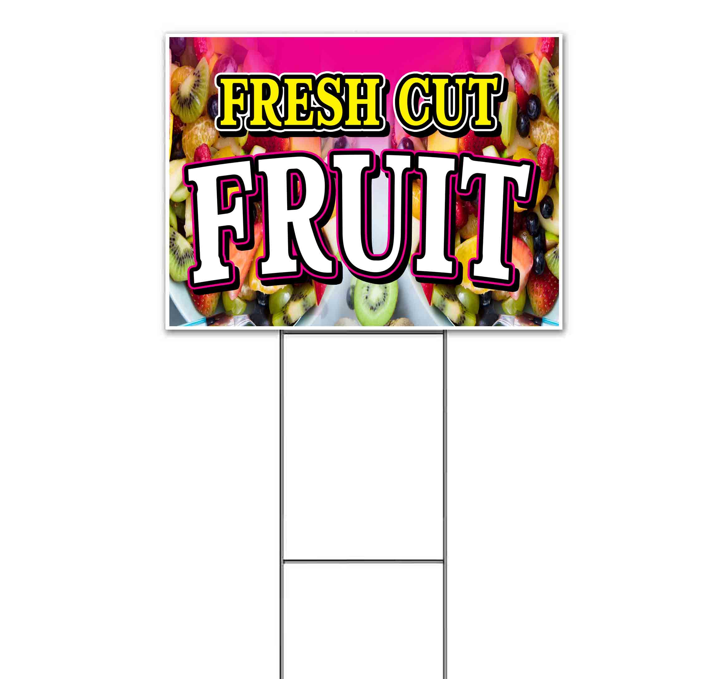 Fresh Cut Fruit (18" x 24") Yard Sign, Includes Metal Step Stake ...