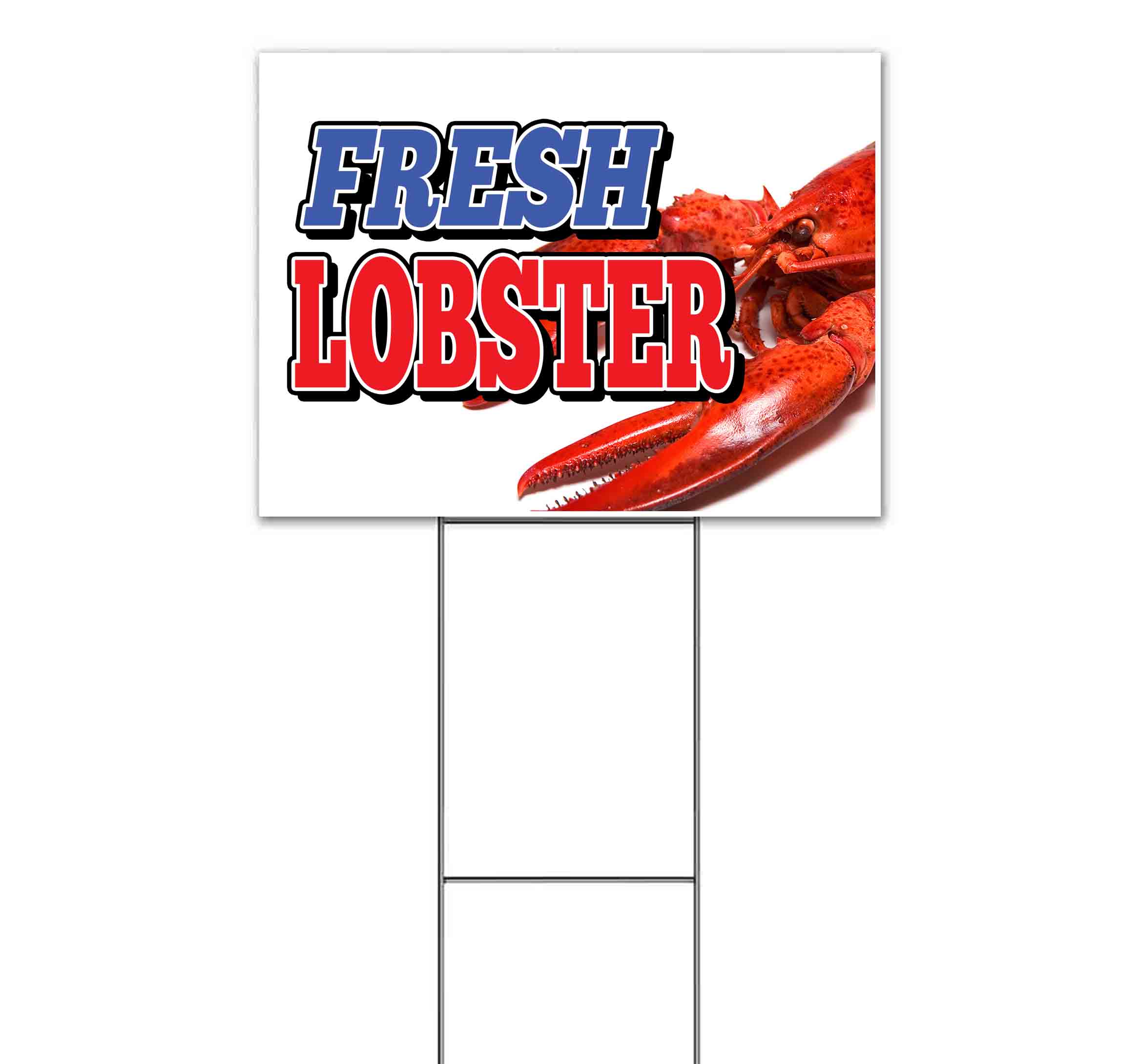 Fresh Lobster (18" x 24") Yard Sign, Includes Metal Step Stake ...